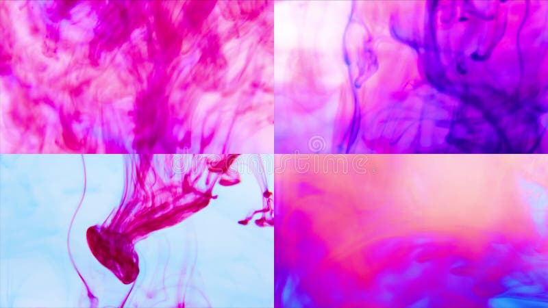 Multiscreen Split Screen Composition Collage, Vibrant Colored Ink in ...