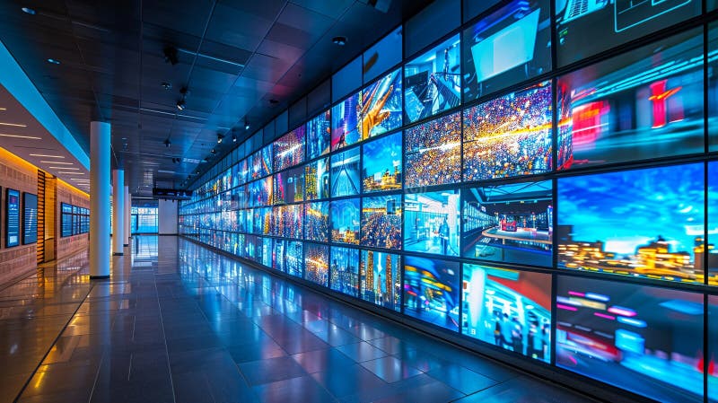 Multiscreen Video Wall in a Media Center, Displaying a Spectrum of ...