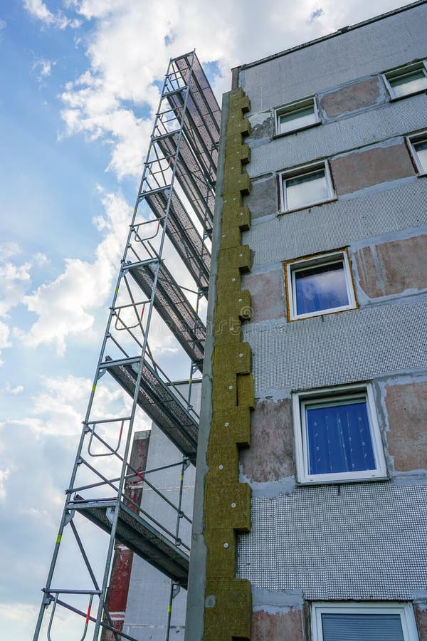 Multistorey Apartment House Facade Cladding with Thick Mineral Rockwool ...