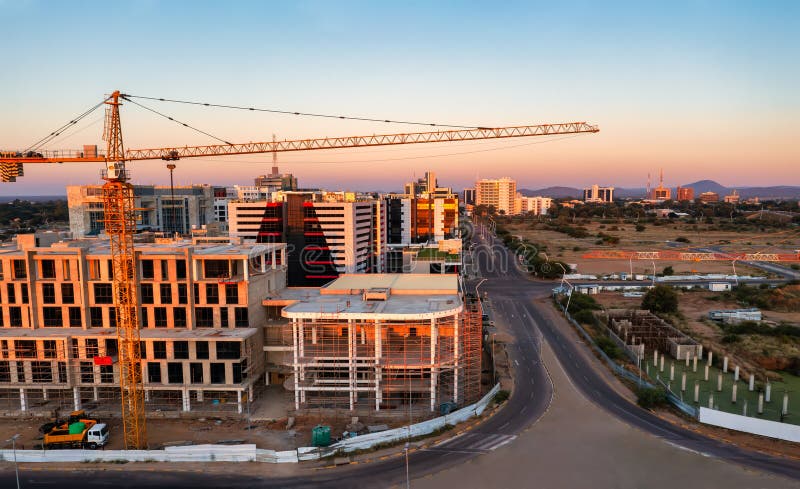 Multistory Building in Construction, Developments in CBD Gaborone Botswana, Street View ...