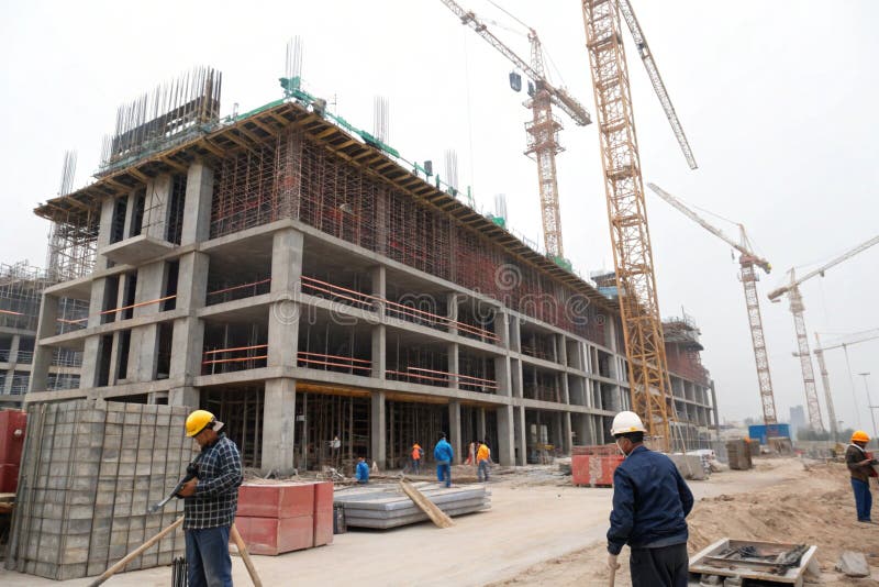 Multistory Building Construction Project Site Stock Illustration ...