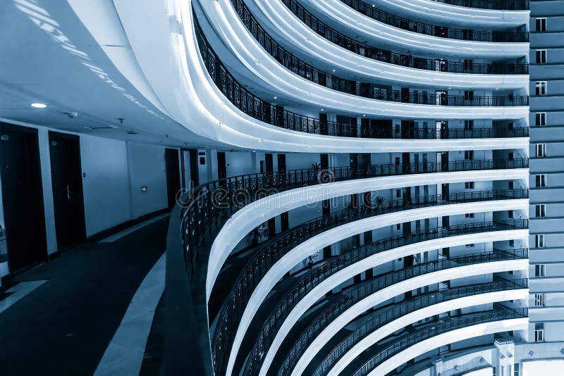 Multistory Building, Corridor at Night Stock Photo - Image of corridor ...