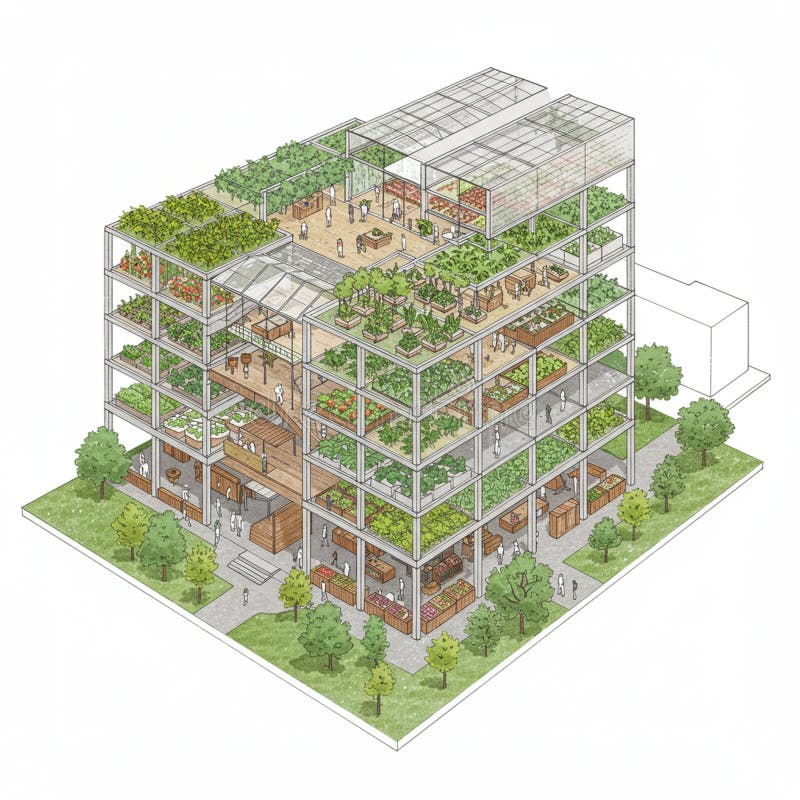 Multistory Building Design Featuring a Grid of Open, Structural ...