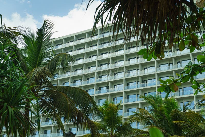 A Multistory Hotel Building among Palm Trees Stock Image - Image of ...