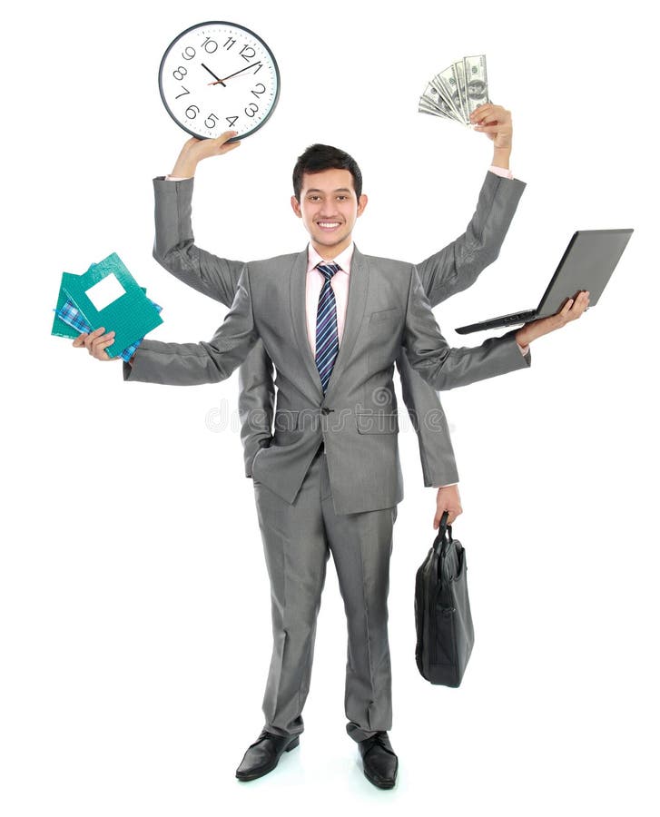Multitasking Business Man Busy Executive Stock Image - Image of octopus ...
