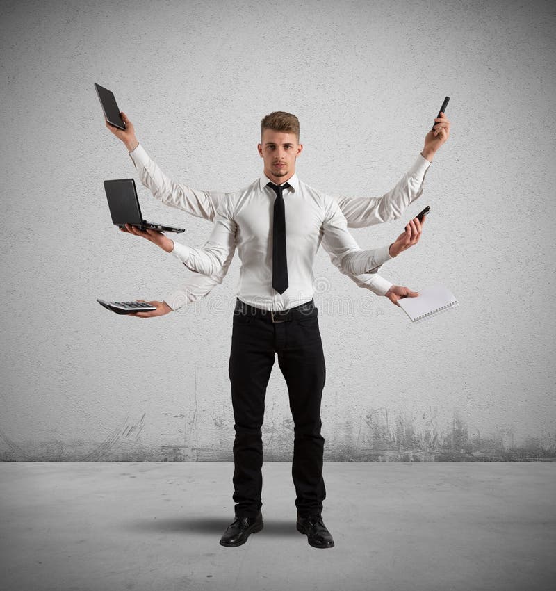 Multitasking businessman stock image. Image of phone - 29737573
