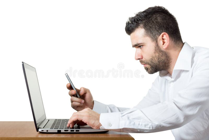 Multitasking Businessman stock image. Image of sitting - 37762167