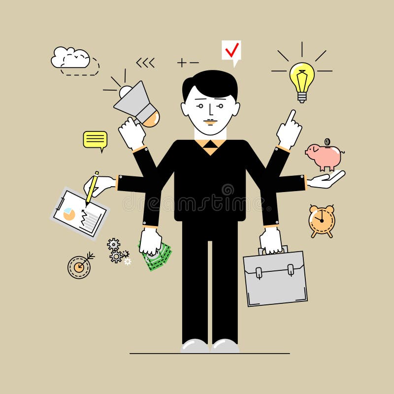 Multitasking. Businessman Time To Do Many Things at Once Stock ...