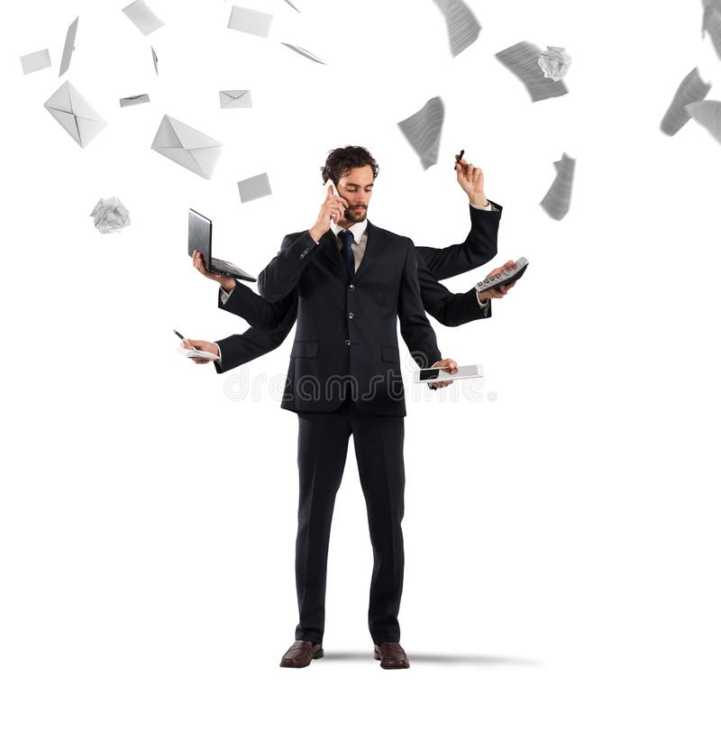 Businessman multitasking stock image. Image of mobile - 25641023