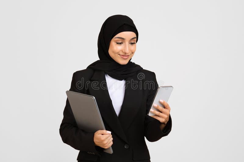 Multitasking Businesswoman with Tablet and Smartphone Stock Image ...