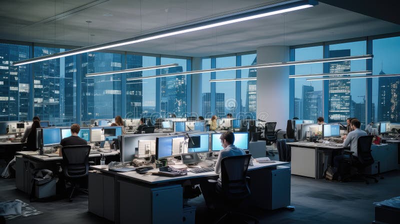 Multitasking Busy Corporate Office Stock Illustration - Illustration of ...