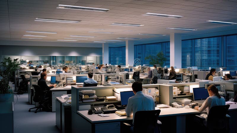 Multitasking Busy Corporate Office Stock Illustration - Illustration of ...