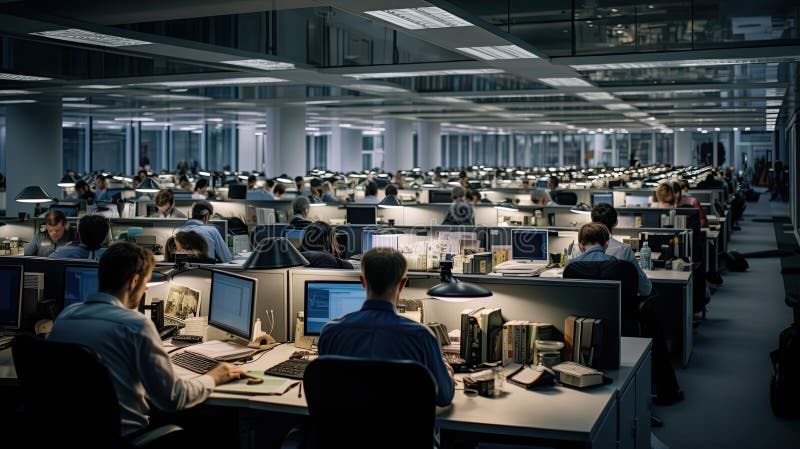 Multitasking busy office stock illustration. Illustration of generated ...