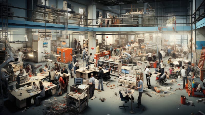 Multitasking busy workers stock illustration. Illustration of ...