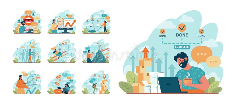 Multitasking Concept. Effective and Successful Office Worker Doing Many ...