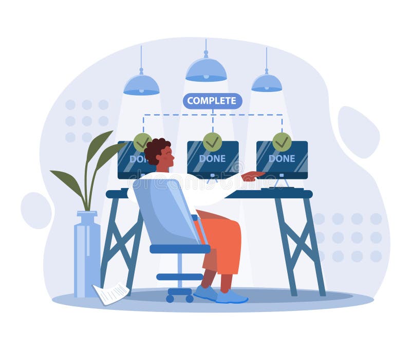 Multitasking Concept. Effective and Successful Office Worker Stock ...