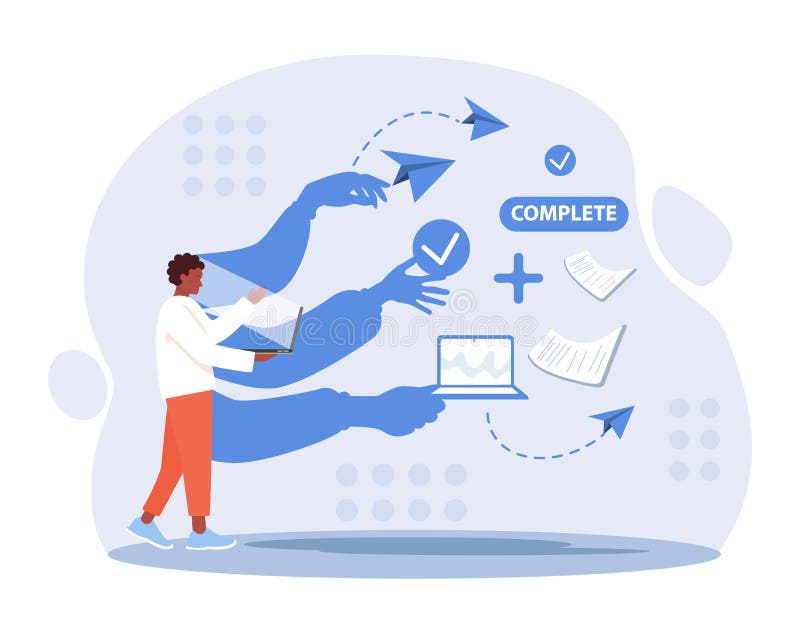 Multitasking Concept. Effective and Successful Office Worker Stock ...