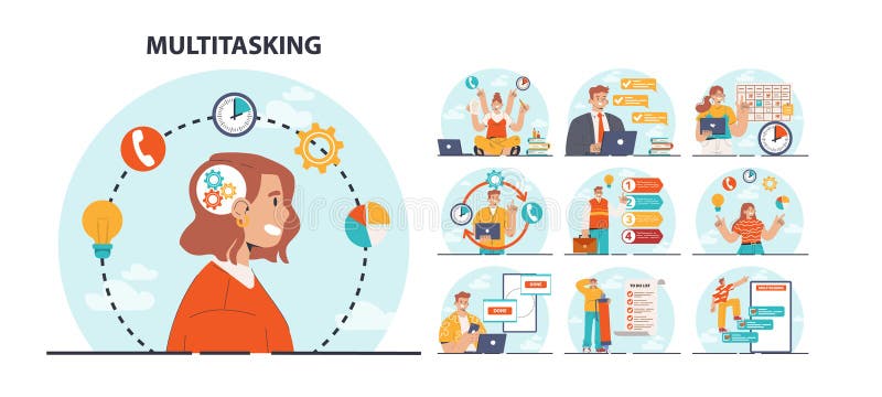 Multitasking Concept Set. Effective and Competent Office Worker ...