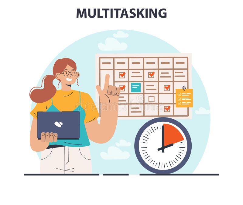 Multitasking. Effective and Competent Female Office Worker Managing ... Multitasking. Effective and Competent Female Office Worker Managing ...