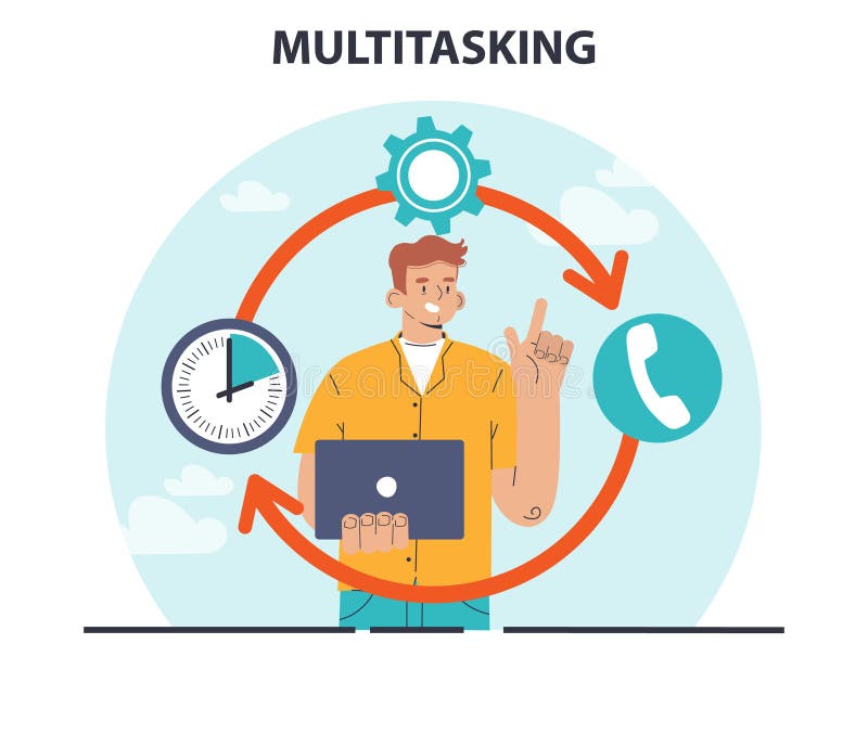 Multitasking. Effective and Competent Male Office Worker Managing Stock ... Multitasking. Effective and Competent Male Office Worker Managing Stock ...