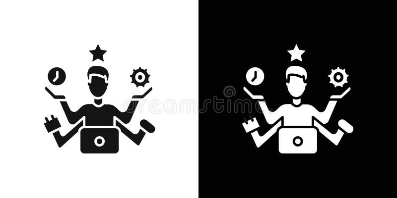 Multitasking Icon Flat Line Symbol Set Stock Vector - Illustration of ...