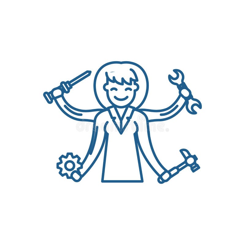 Multitasking Line Icon Concept. Multitasking Flat Vector Symbol, Sign ...