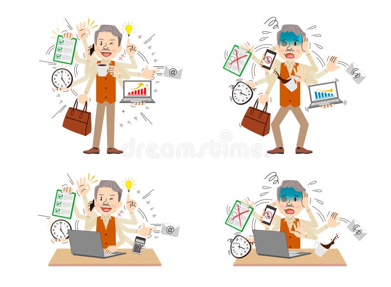 Multitasking man stock vector. Illustration of office - 135076815