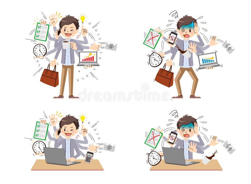 Multitasking man stock vector. Illustration of flop - 135076831