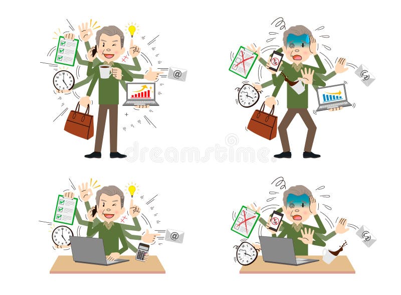 Multitasking man stock vector. Illustration of like - 135076842