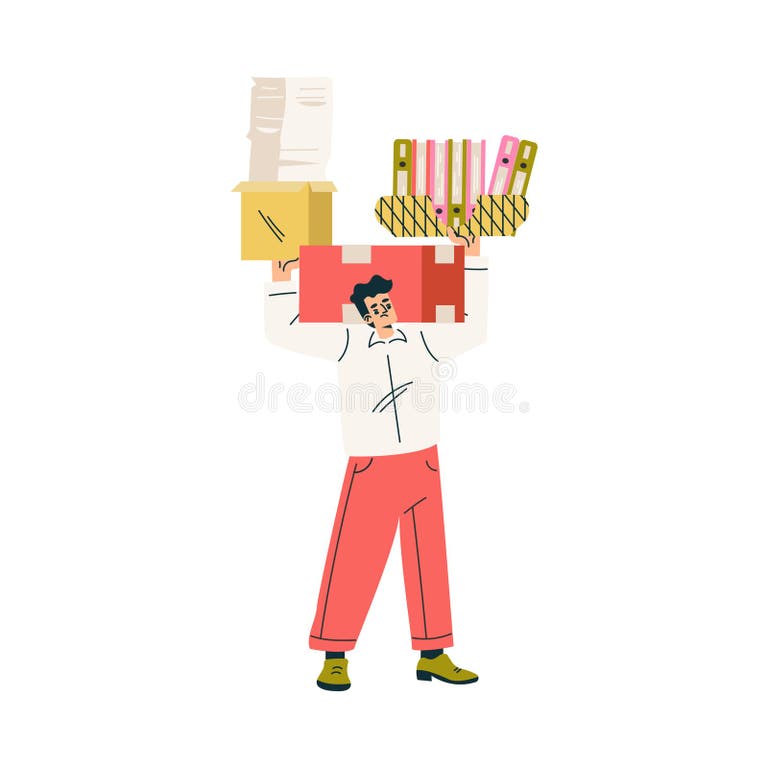 Multitasking Man Character Doing Multiple Task Carry Folder and ...