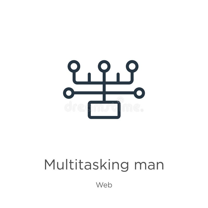 Multitasking Man Vector Icon in 6 Different Modern Styles. Black, Two ...