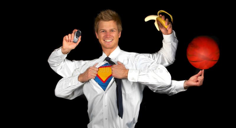 Multitasking Man with Multiple Arms. Stock Image - Image of beautiful ...