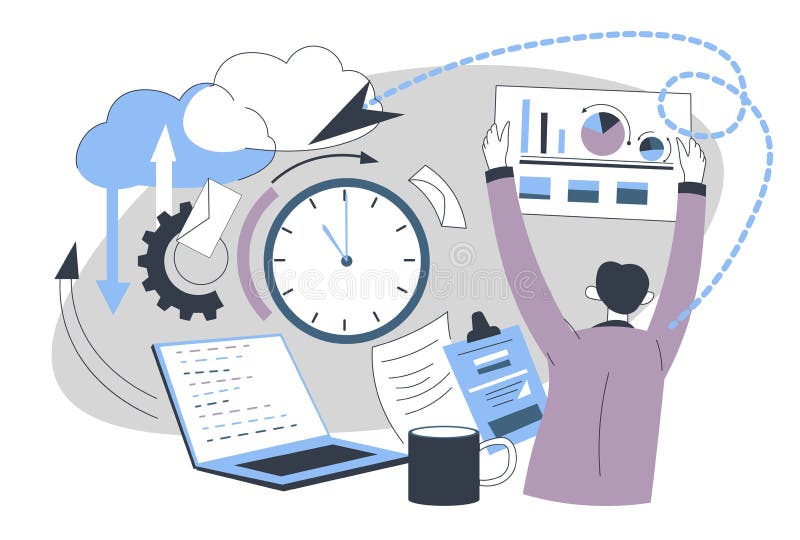 Multitasking Manager or Boss with Tools for Work Stock Vector ...