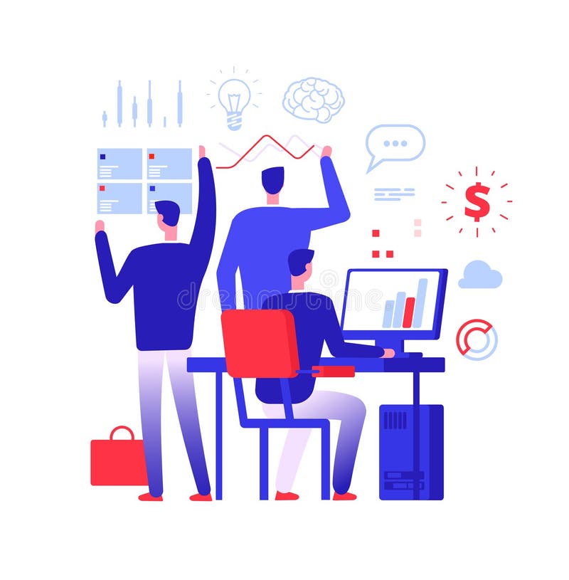 Multitasking Manager. Businessman in Different Business Action Solving ...