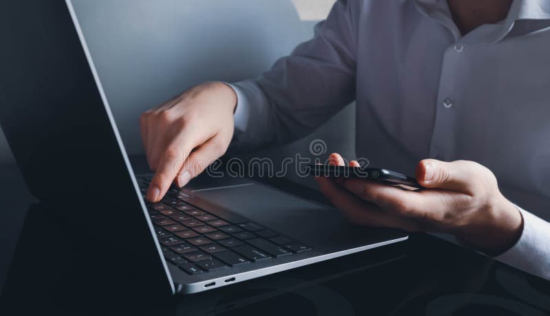 Multitasking with Many Devices Closeup Concept Image Stock Photo ...