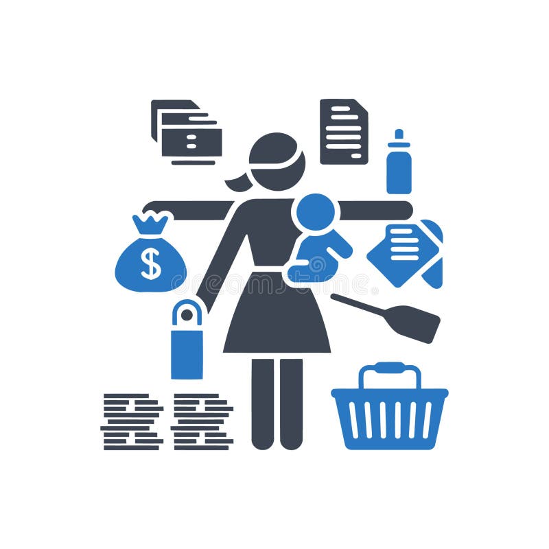 Multitasking Mother Tasks Icon Stock Illustration - Illustration of ...
