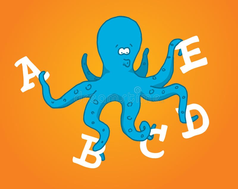 Multitasking Octopus Holding Different Letters Stock Vector ...