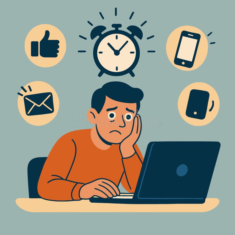 Multitasking Overload Reduces Productivity and Causes Stress Stock ...