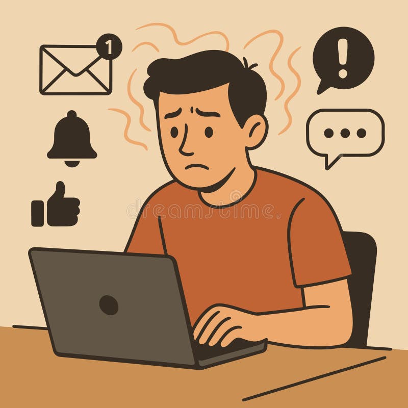 Multitasking Overload Reduces Productivity and Causes Stress Stock ...