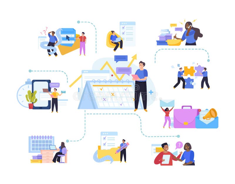 Management Infographics Set Stock Vector - Illustration of paperwork ...