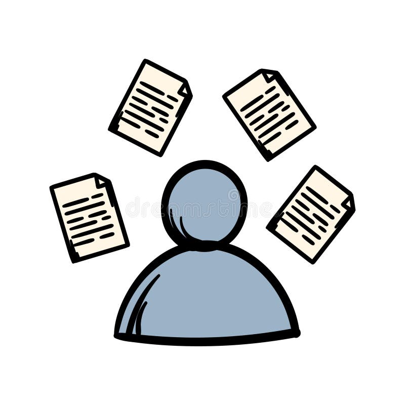 Multitasking. a Person is Busy with Work. a Simple Vector Hand-drawn ...