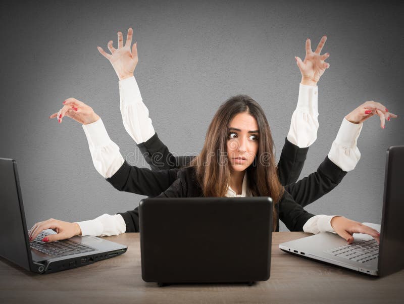 Multitasking Businesswoman at Work Stock Photo - Image of arrow, money ...