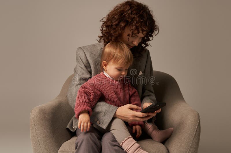 Multitasking, Smartphone User, Modern Working Mother Stock Photo ...