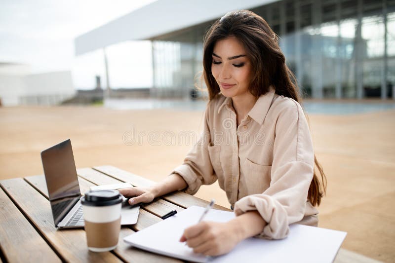 Multitasking, Study and Work. Smiling Young Asian Woman Student with ...