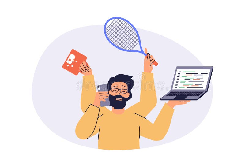 Multitasking Web Concept with Flat Cartoon People for Website Design ...