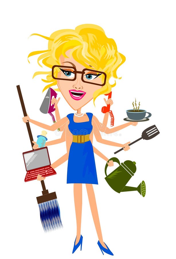 Multitasking Woman stock illustration. Illustration of mother - 52189641