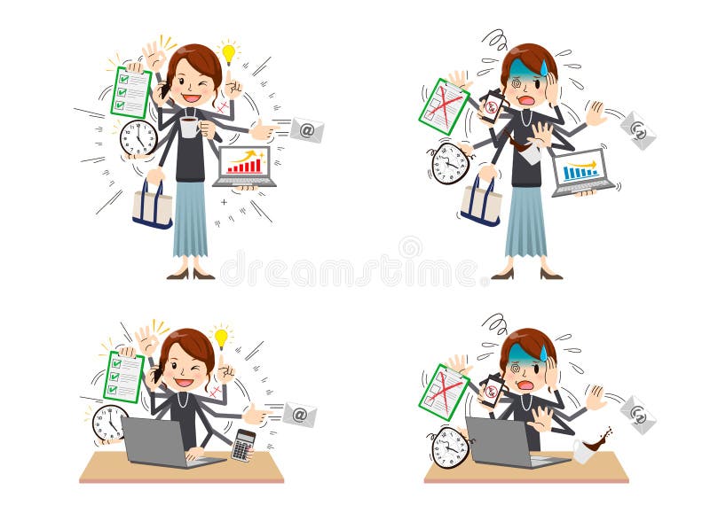 Multitasking Woman stock vector. Illustration of like - 135076804