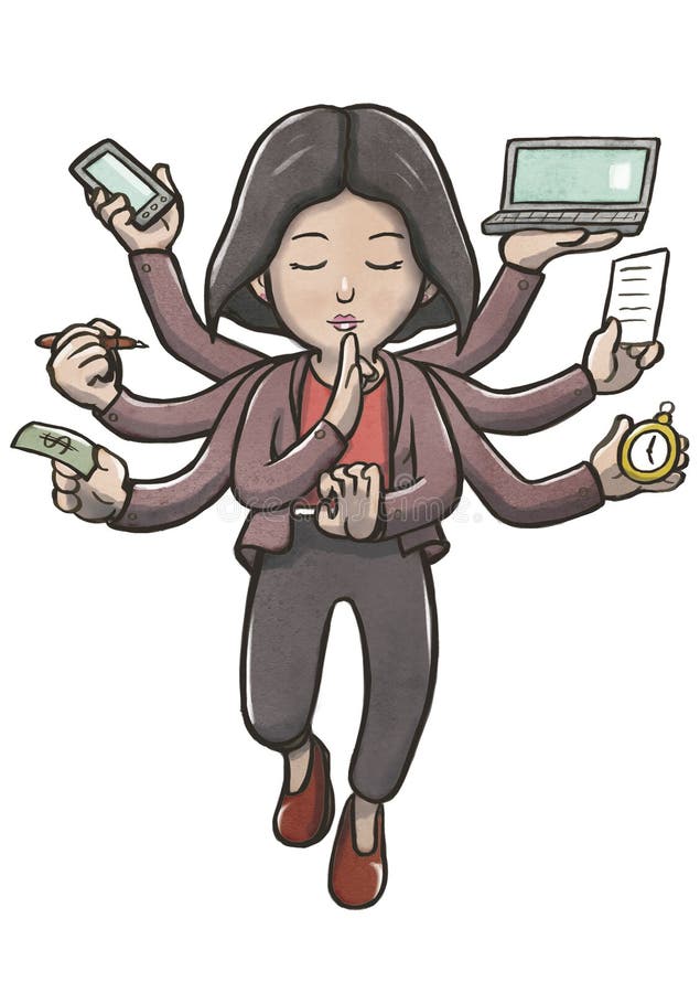 Multitasking Man with Multiple Arms Meditating and Floating Stock ...