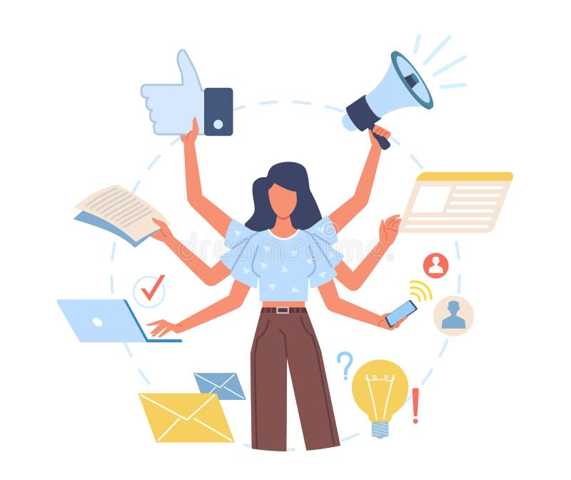 Stick Figure with Plates, Controlling and Multitasking Stock Vector ...