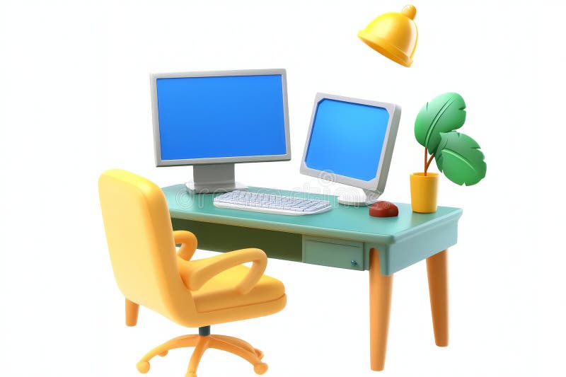 Multitasking / Work Job Balance Concept. Floating Desk and Computer ...